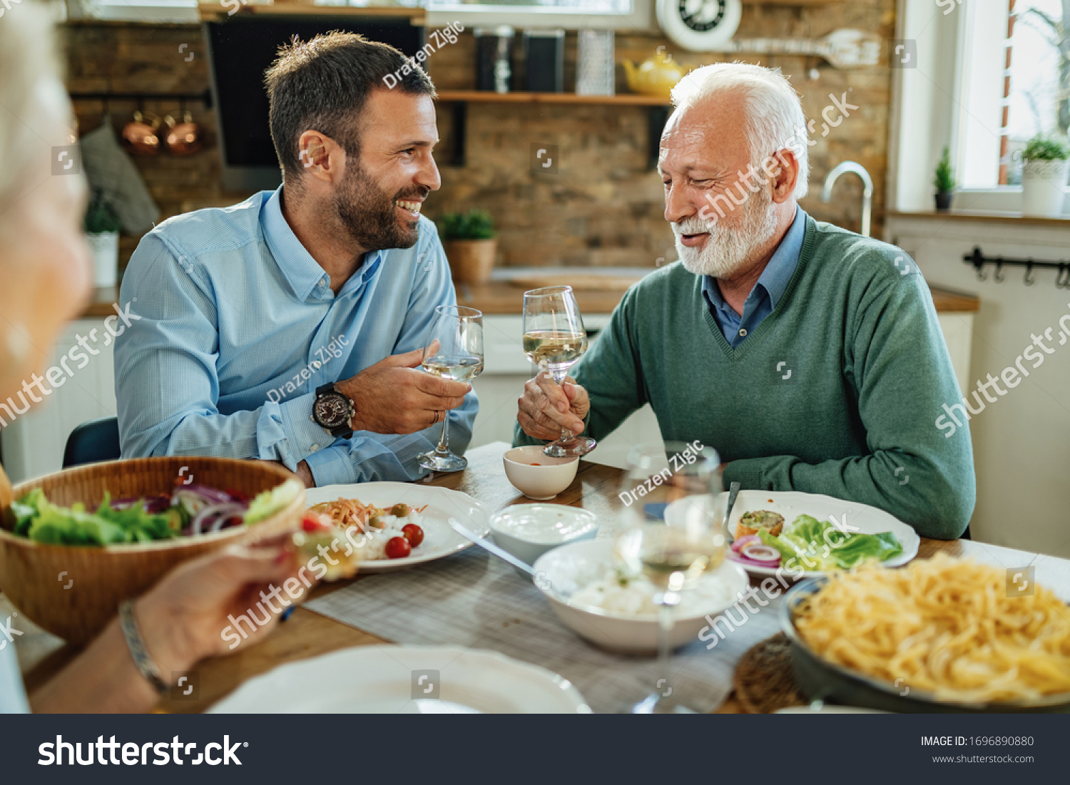 A Son Took His Old Father To A Restaurant For An Evening Dinner ...